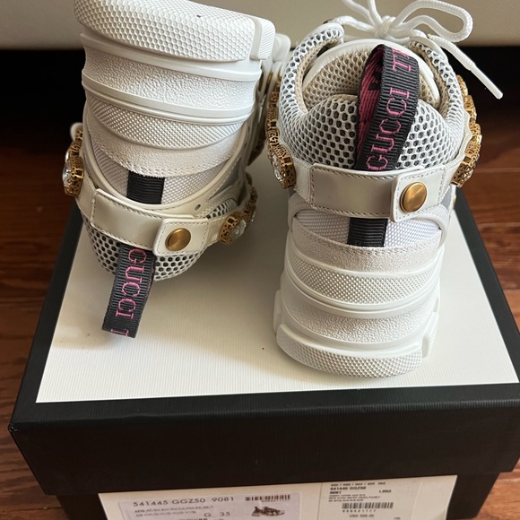 Gucci | Shoes | Gucci Sneaker With Detailed Gold Accent And Rhinestones ...